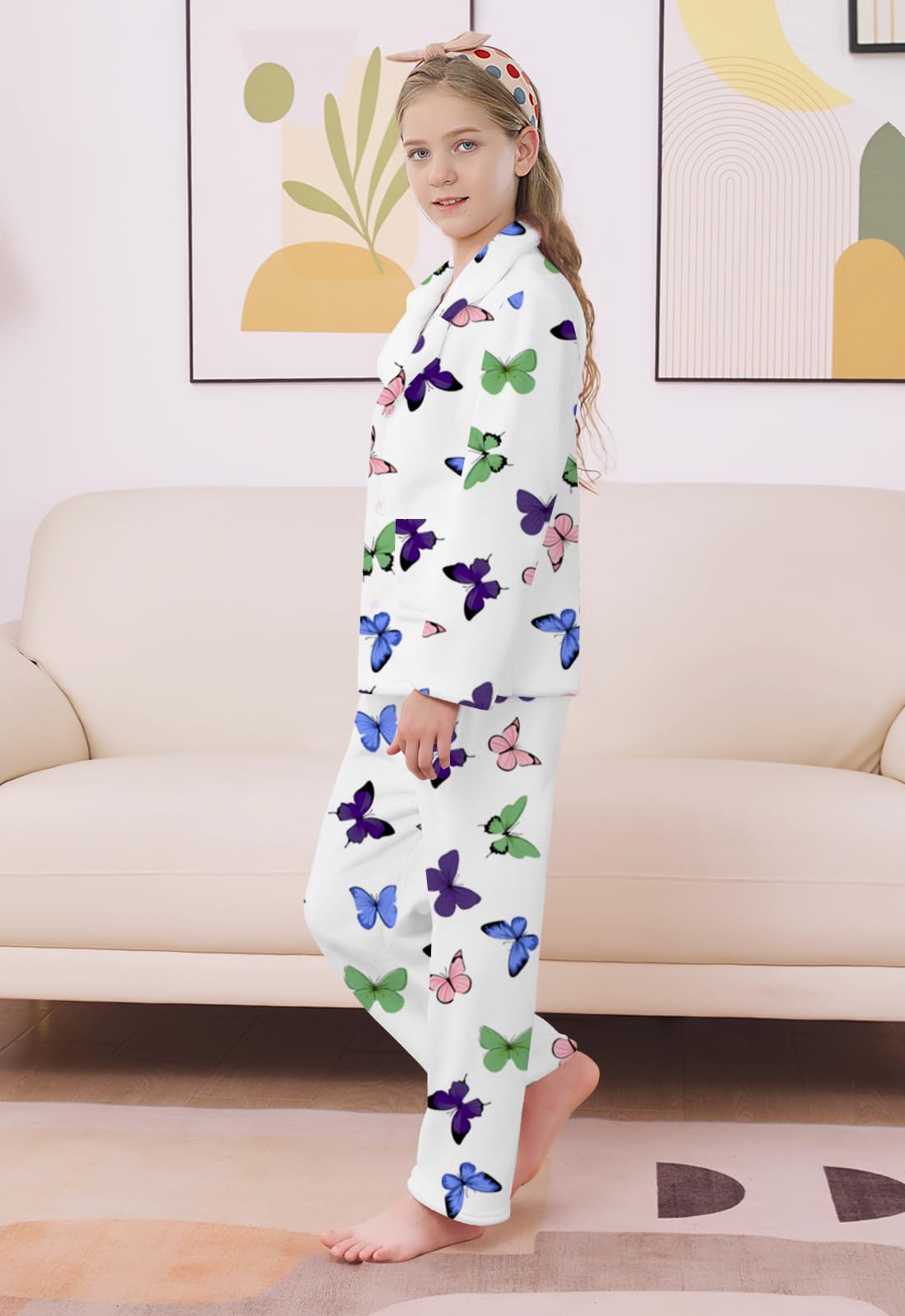 Snapklik.com : Girls Fleece Pajamas, 2-Piece Button Down Warm Fit Soft ...