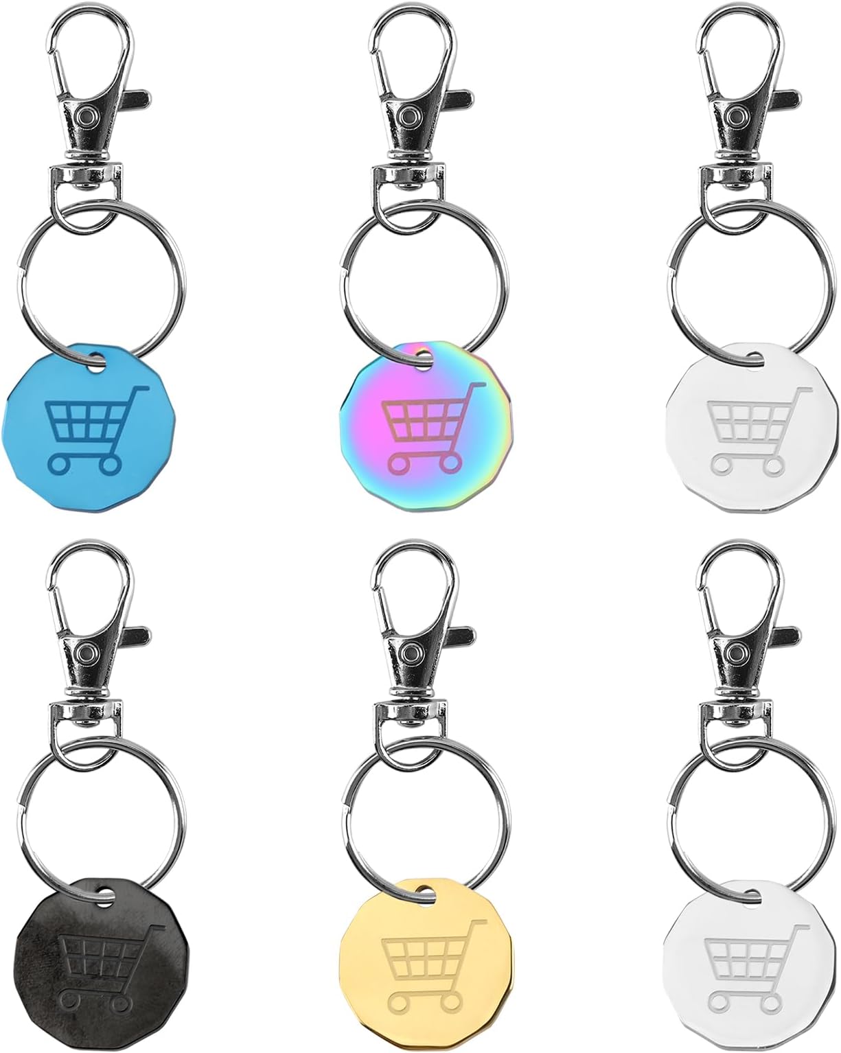 Shopping Trolley Token, 6 PCS Trolley Coin Keyring Keyring, Solid Metal ...