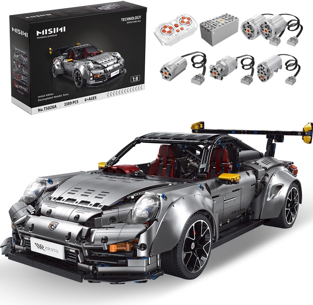 Amazon.com: MISINI T5026A 911 Sports Car Building Blocks Set, 1:8 Scale ...