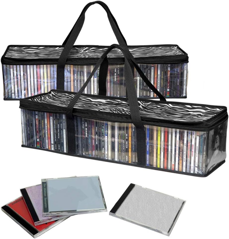 Amazon.com: Evelots 2 Pack CD Storage Bags, Clear PVC Plastic-Holds 96 ...