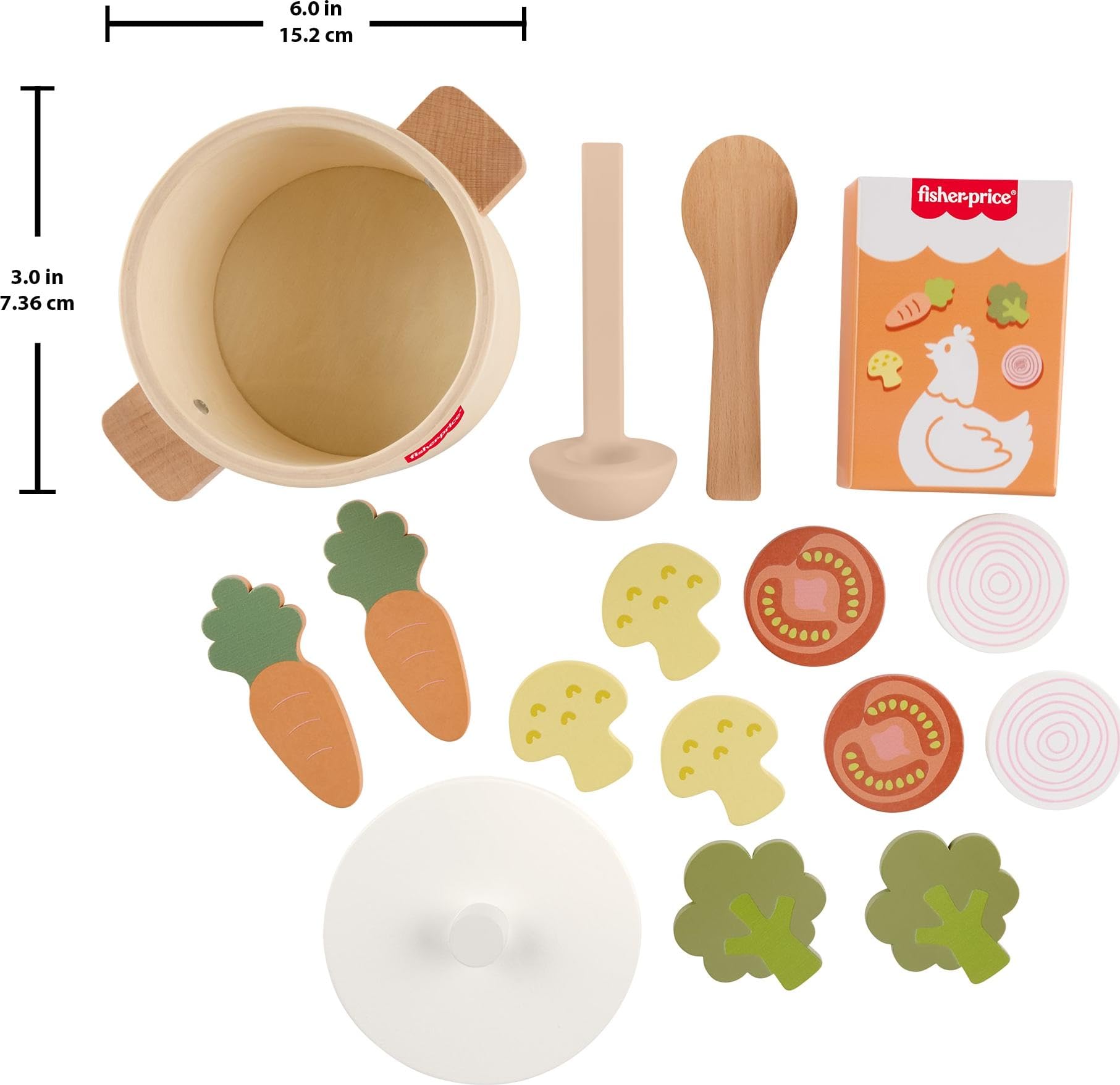 Chaudrons De Cuisine Fisher-Price Wood Kitchen Toy Veggie Soup, Tiny ...