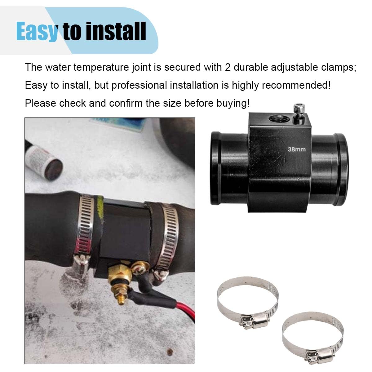 Snapklik.com : 3PCS Auto Water Temp Joint Pipe, Aluminum Sensor Gauge ...