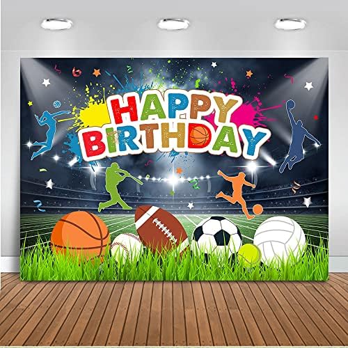 Amazon.com: AOFOTO 7x7ft Vinyl Happy Birthday Themed Basketball ...
