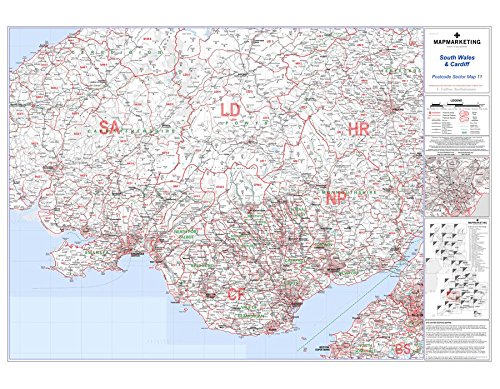 Postcode Sector Map 11 South Wales (Cardiff) (Dark Wood Frame): Amazon ...