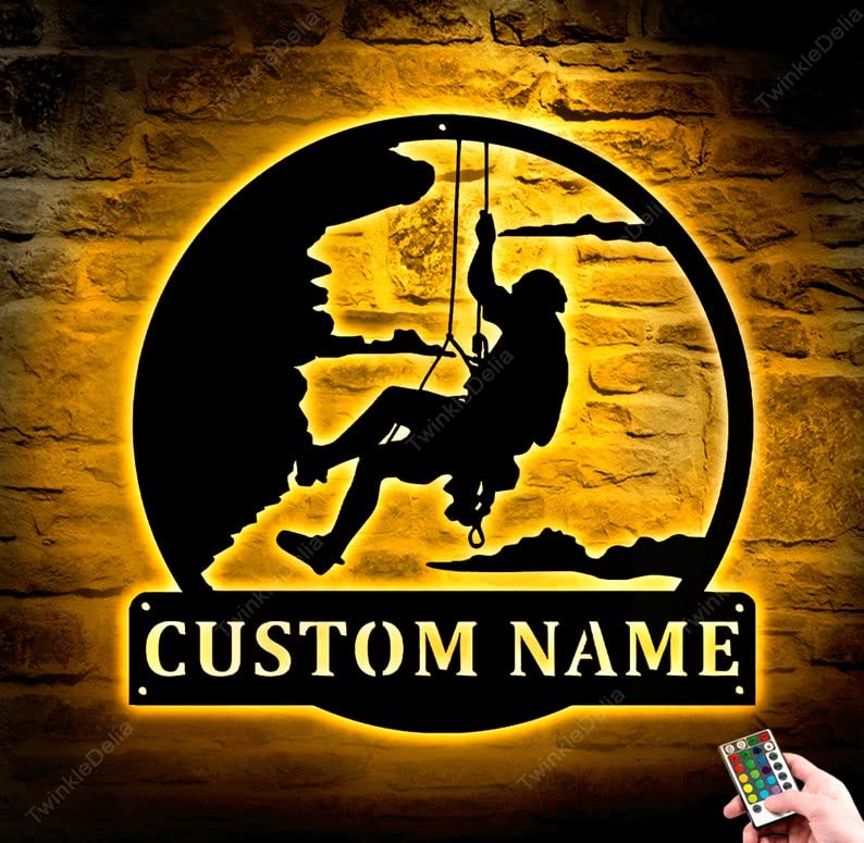 Amazon.com: VVEXORIX Metal Sign, Custom Rock Climbing Metal Sign LED ...