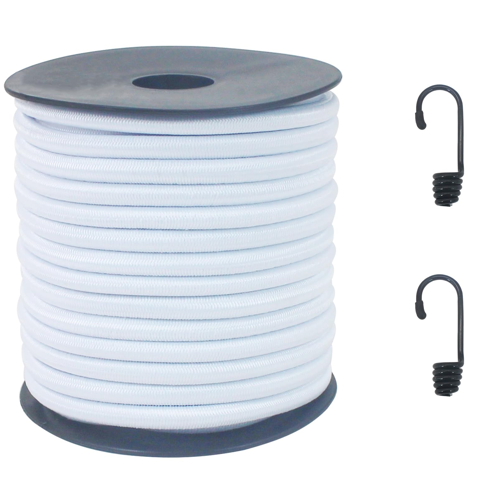 ZHFLMY White 1/4in Bungee Cord 50ft Roll,Dacron Polyester Elastic Cord ...