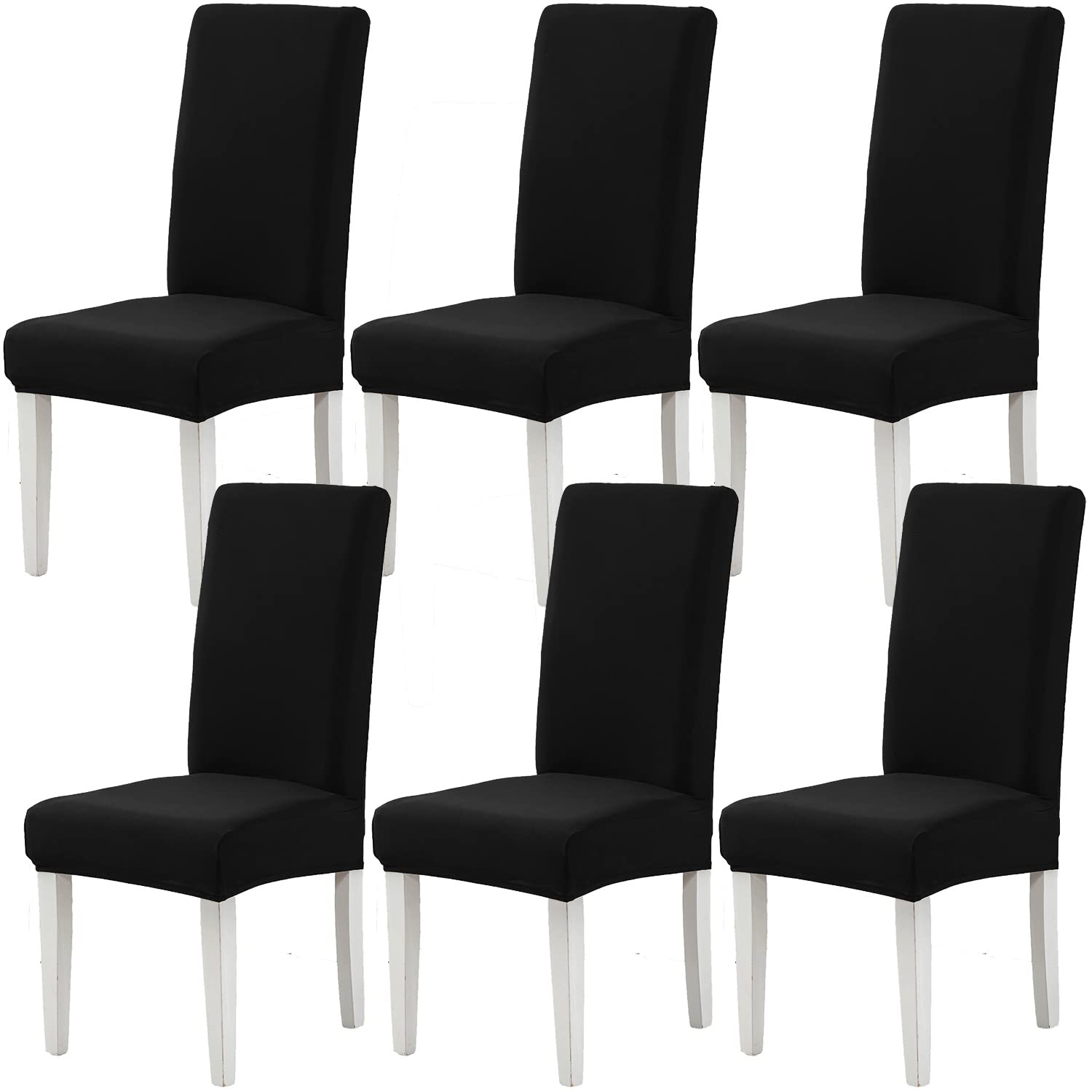 Amazon.com: Yiaizhuo Black Chair Covers for Dining Room Set of 6 Pack ...