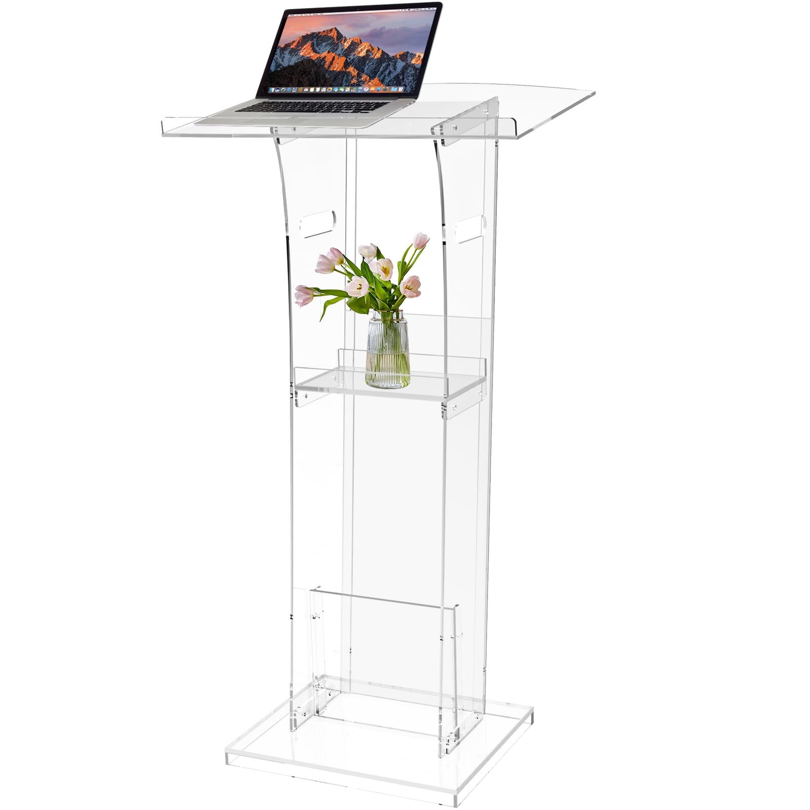Buy Acrylic Podium Stand with Storage Shelf,Transparent Lecterns ...