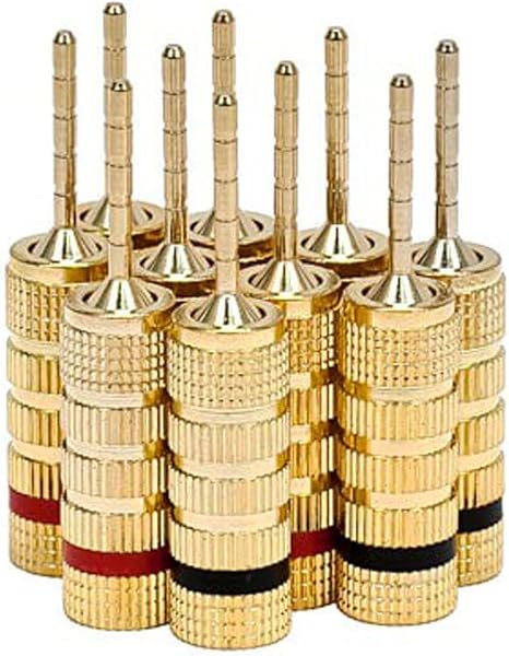 Amazon.com: Monoprice 9438 Gold Plated Speaker Pin Plugs - 5 Pairs ...