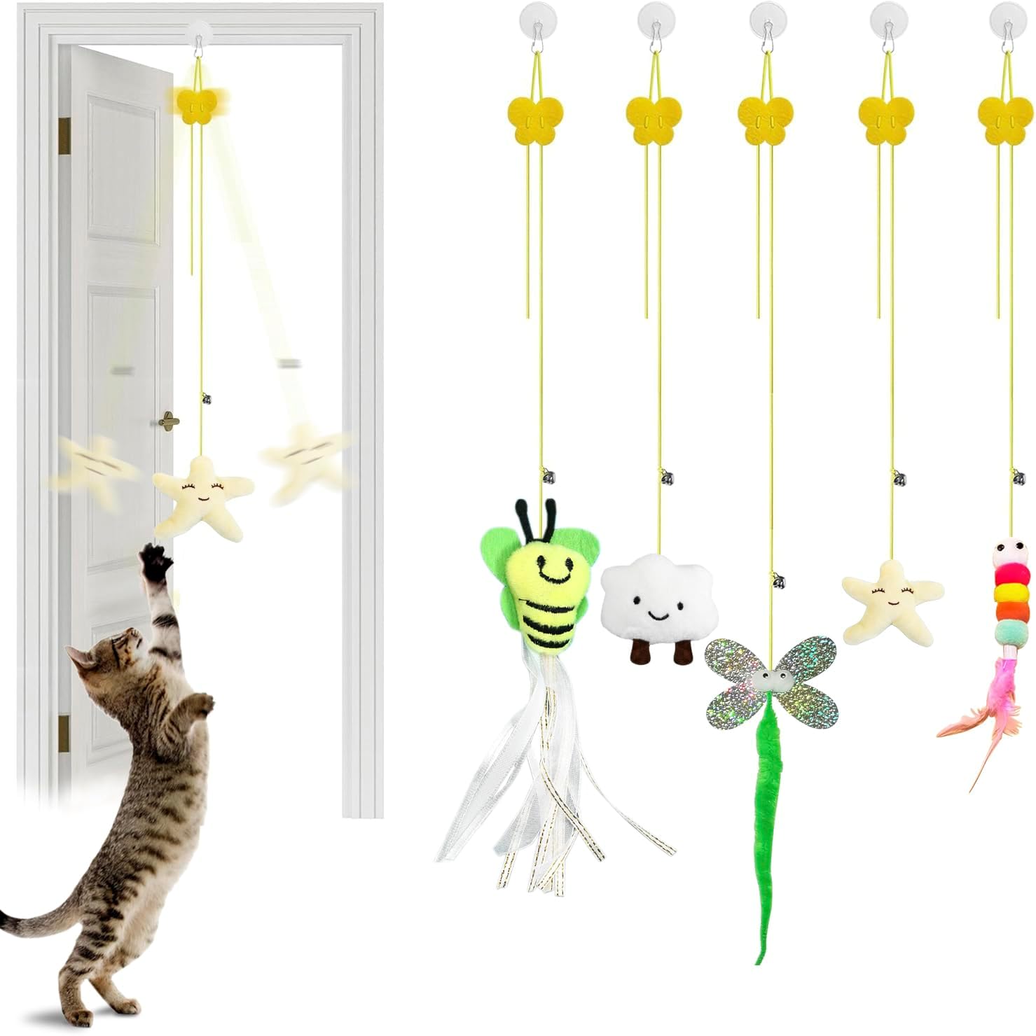 Amazon.com : MIMIMOMO Interactive Cat Feather Toys 5 Pack Retractable ...