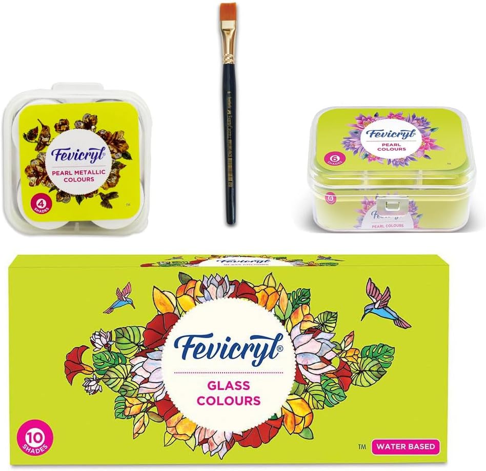 Fevicryl Acrylic Colour Artist Set 6 Shads|10 Shades Glass Colour|4 ...