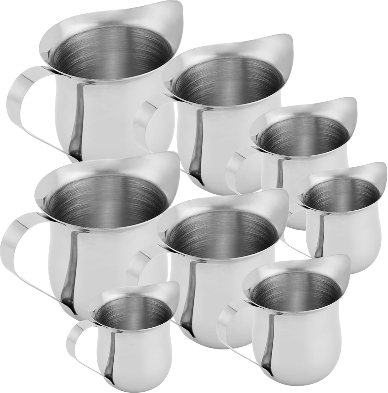 Amazon.com: KEILEOHO 8 Pack Stainless Steel Bell Creamers Set, 2oz, 3oz ...