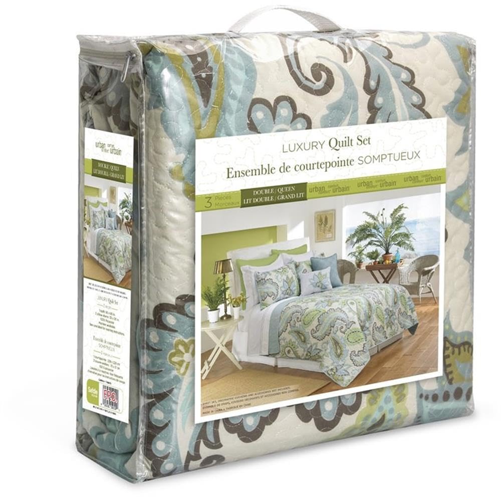 Amazon.com: Safdie 60113.3DQ.05 Katy Full/Queen Aqua Quilt Set (3 Piece ...