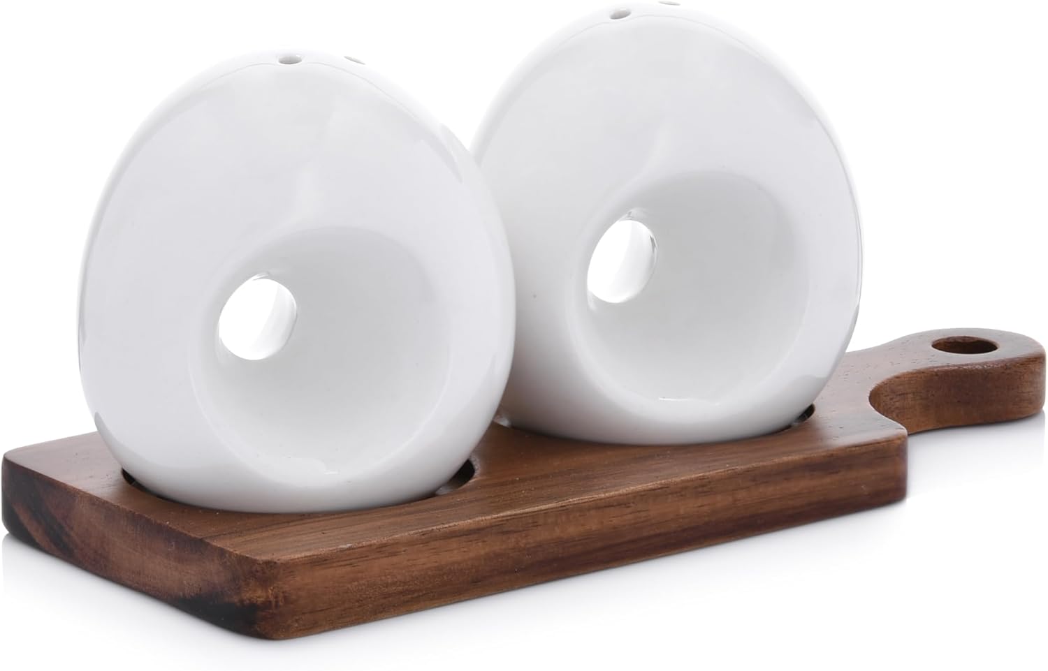 Amazon.com: Modern Oval Cute Salt and Pepper Shakers Set with Acacia ...