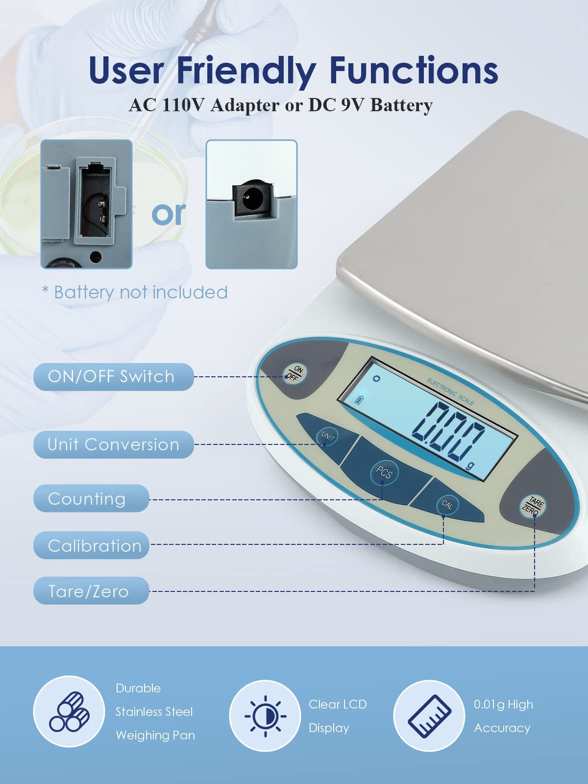 Snapklik.com : CGOLDENWALL Lab Scale 500gX0.01 Gram High Precision ...