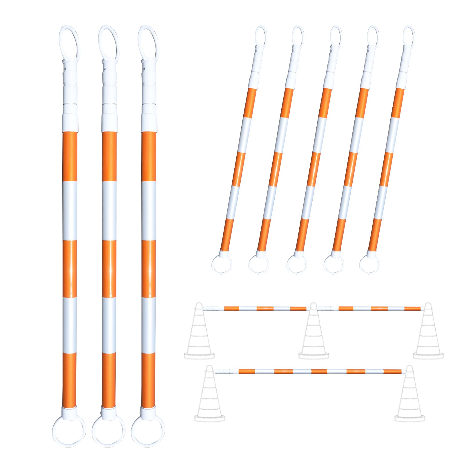 BESEA 8pack Traffic Cone Bar 4 to 9FT Retractable Bars Perfect for ...