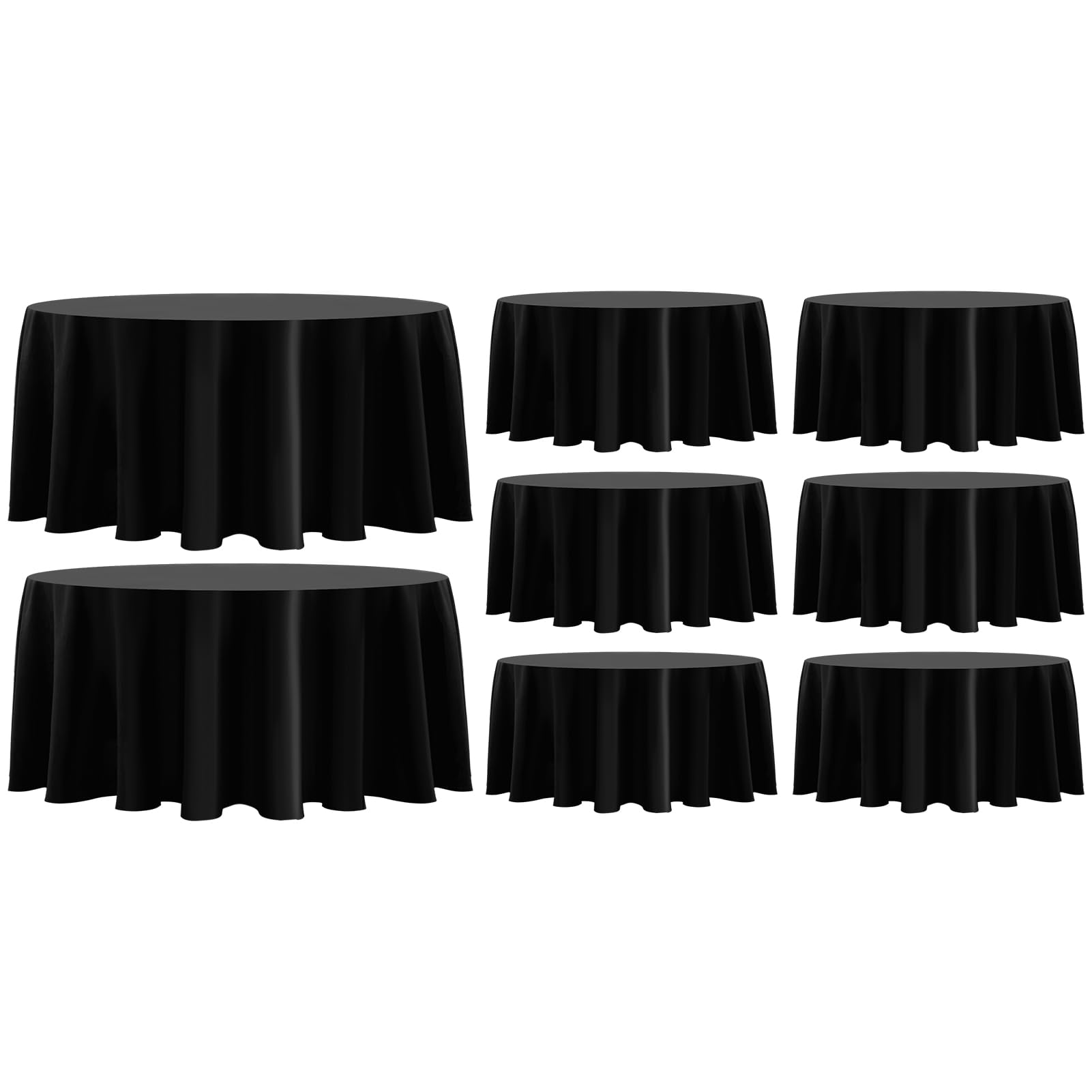 Amazon.com: Aocoz Round Tablecloth 8 Pack 120 Inch Black Tablecloths ...