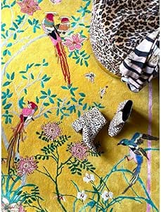 Amazon.com: Hand Tufted Trees Bird Yellow Traditional 100% NZ Wool 3x5 ...