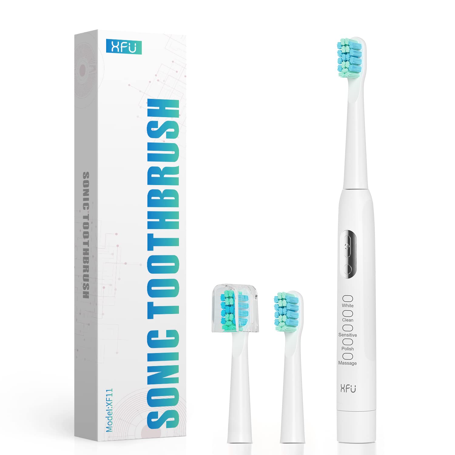 Amazon.com: XFU Sonic Toothbrushes for Adults and Kids, 3 Brush Heads ...