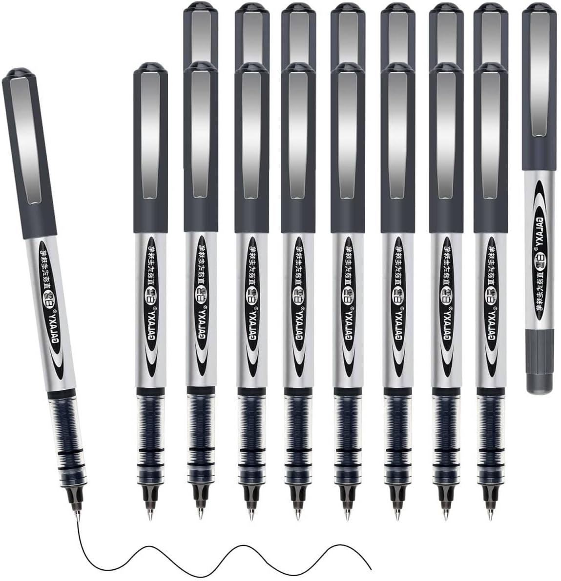HRLORK Rollerball Pens 16 Pcs Black Ink Pens 0.5mm Liquid Ink Quick ...