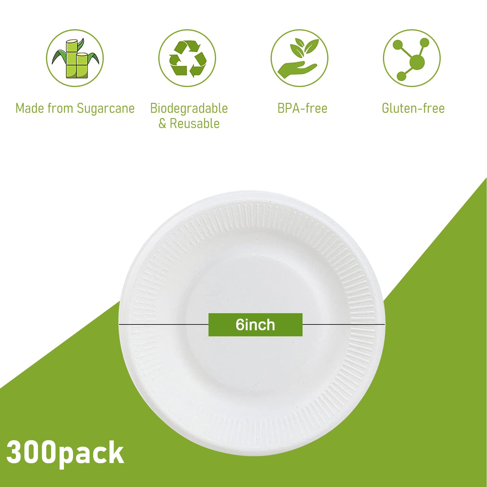 Snapklik.com : Komphy 300 Pack Disposable Paper Plates, 6 Inch 100% ...