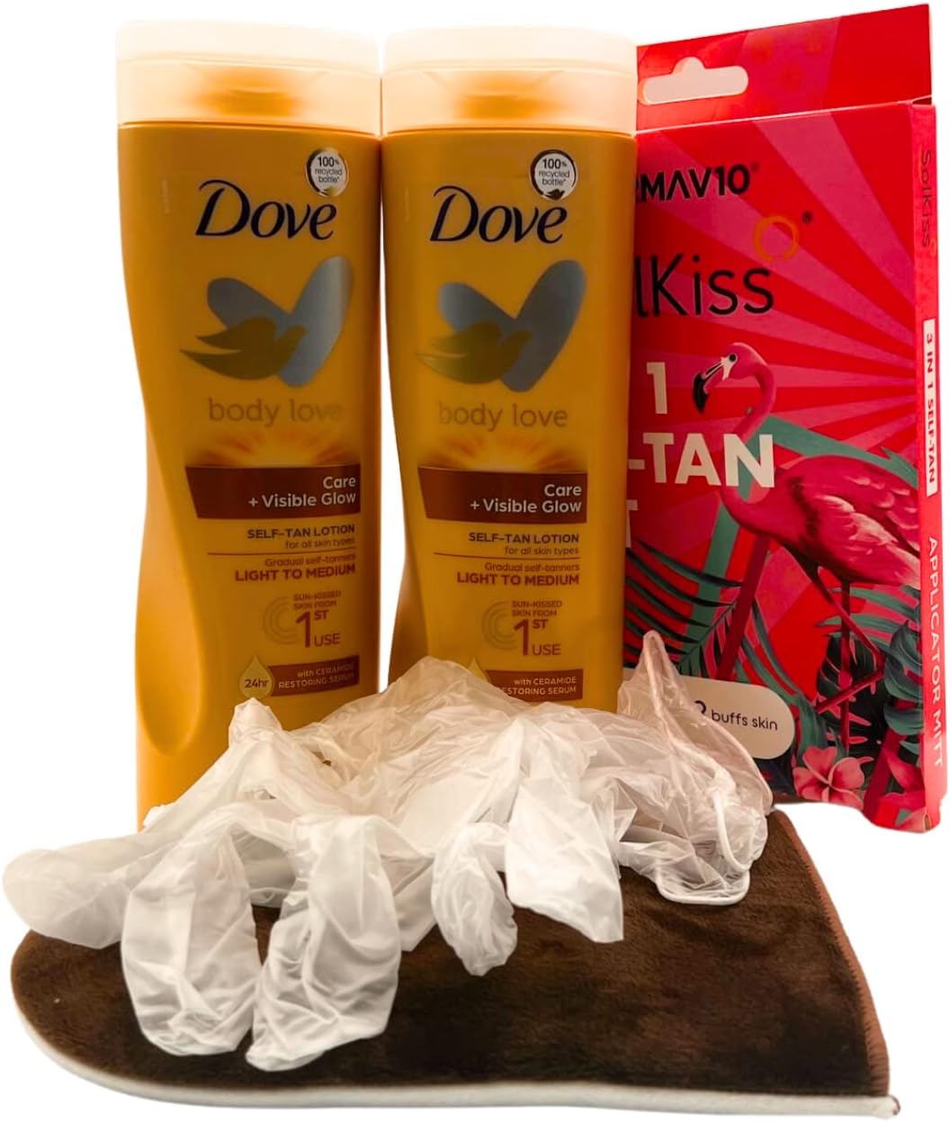 Self Tan Bundle - Dove Body Love Visible Glow Gradual Self-Tanning ...