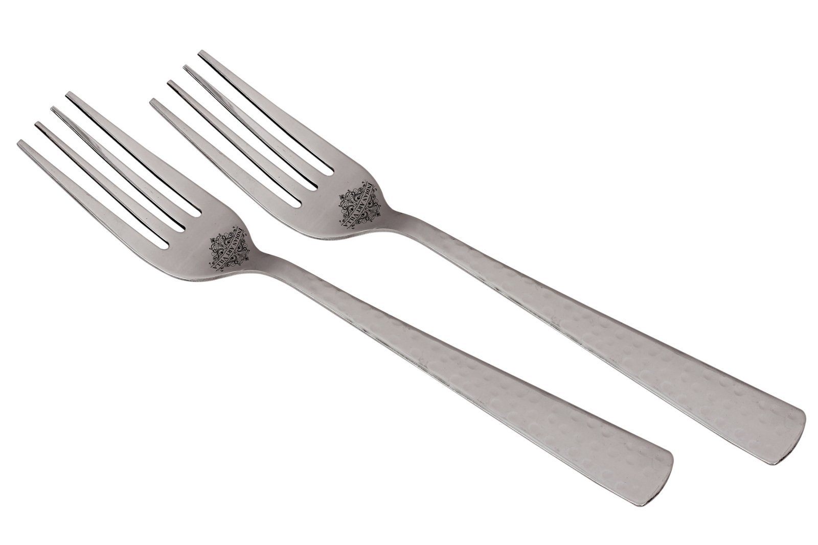 Buy IndianArtVilla Handmade Hammered Stainless Steel Table Fork Cutlery ...