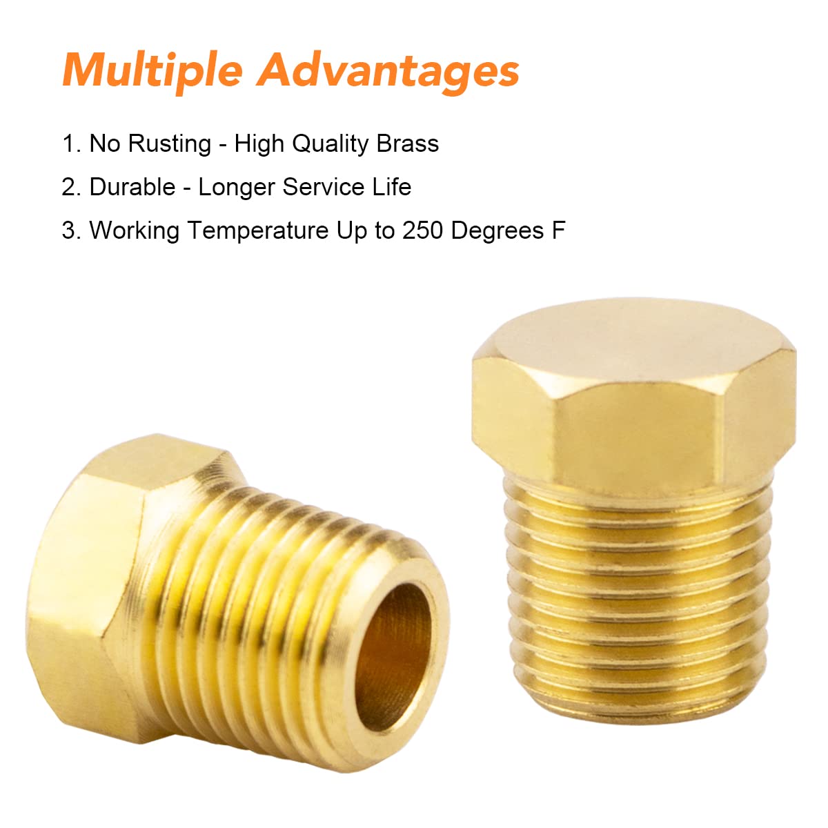 Snapklik.com : (12 Pack) 1/8 Inch NPT Male Brass Pipe Plug, Brass Outer ...