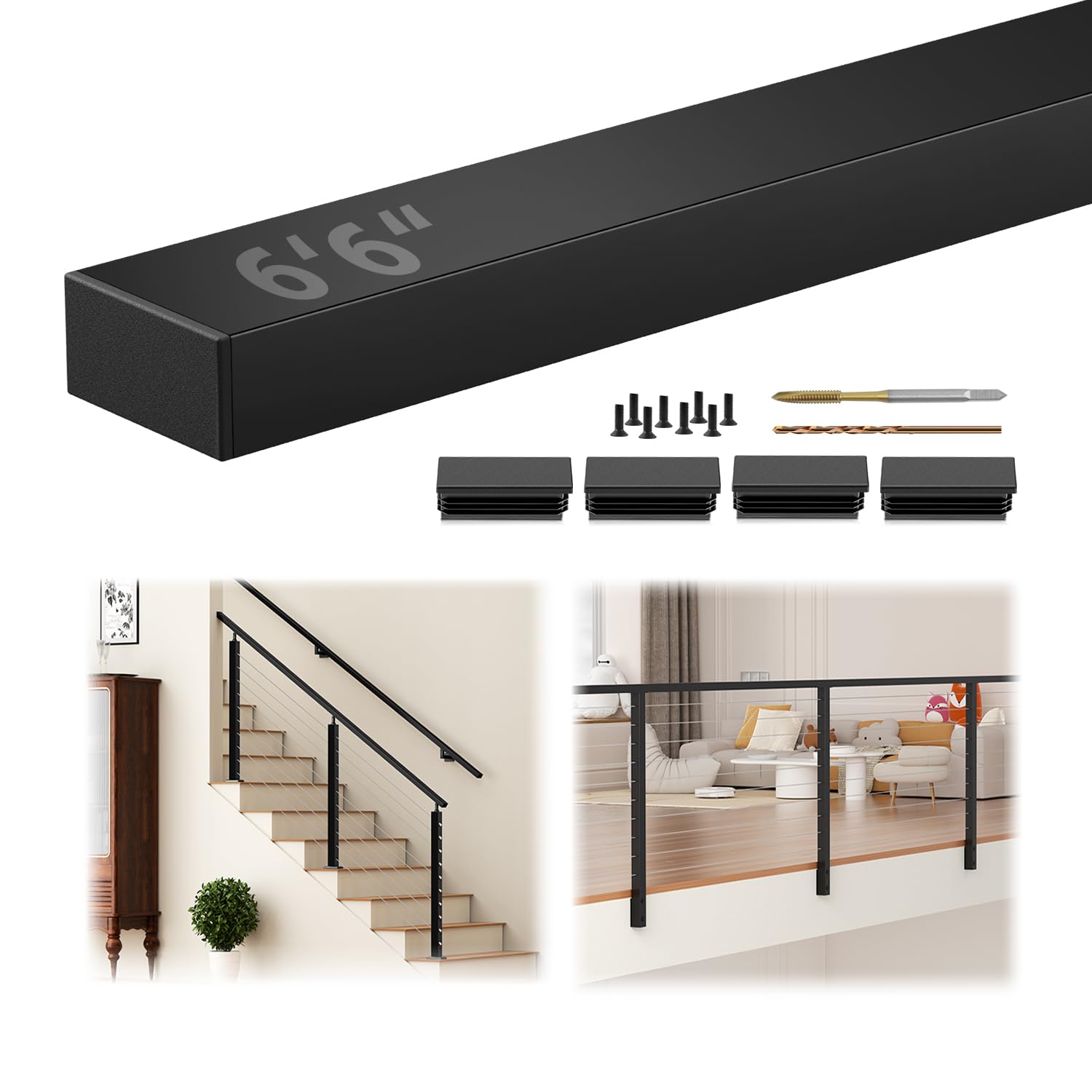 Snapklik.com : Gyykzz 66" Stainless Steel T304 Handrail Black, Cuttable ...