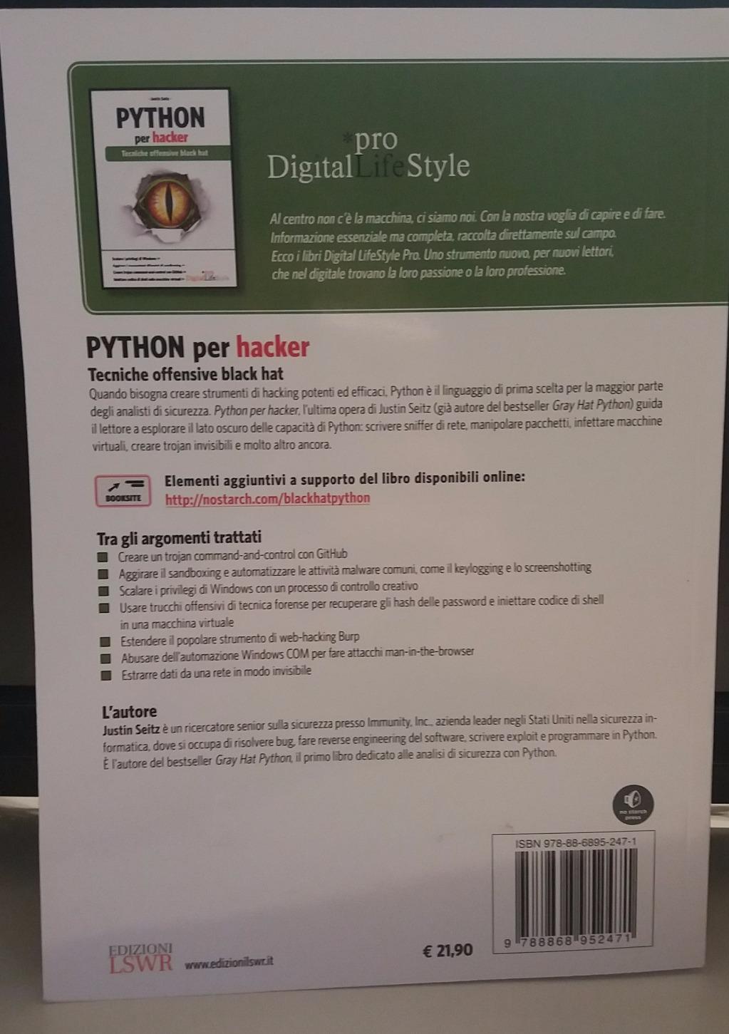 Amazon.it: Python per hacker: Tecniche Offensive Black Hat - Seitz ...