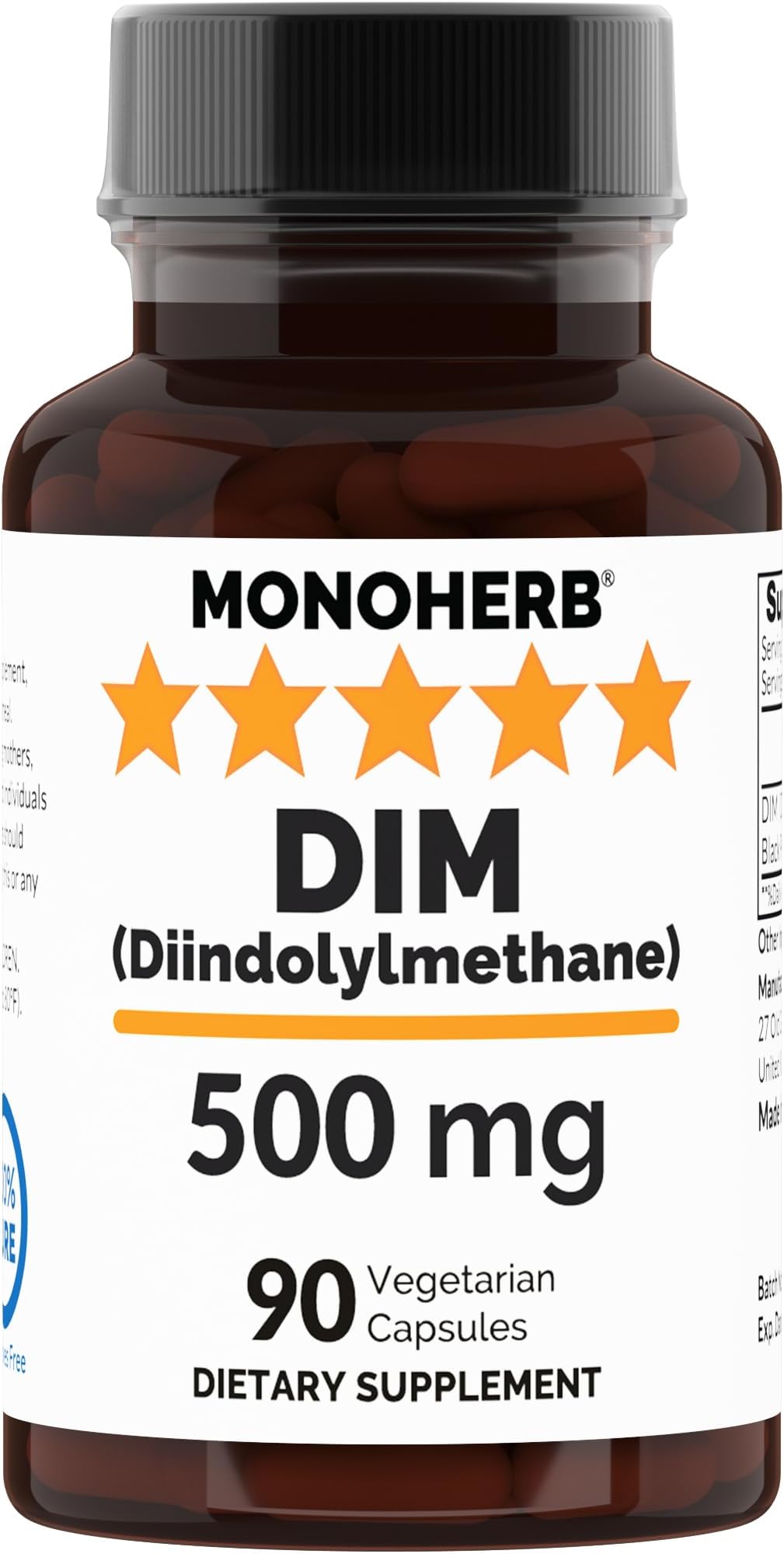 Amazon.com: MONOHERB DIM Diindolylmethane 500 mg - 90 Capsules : Health ...
