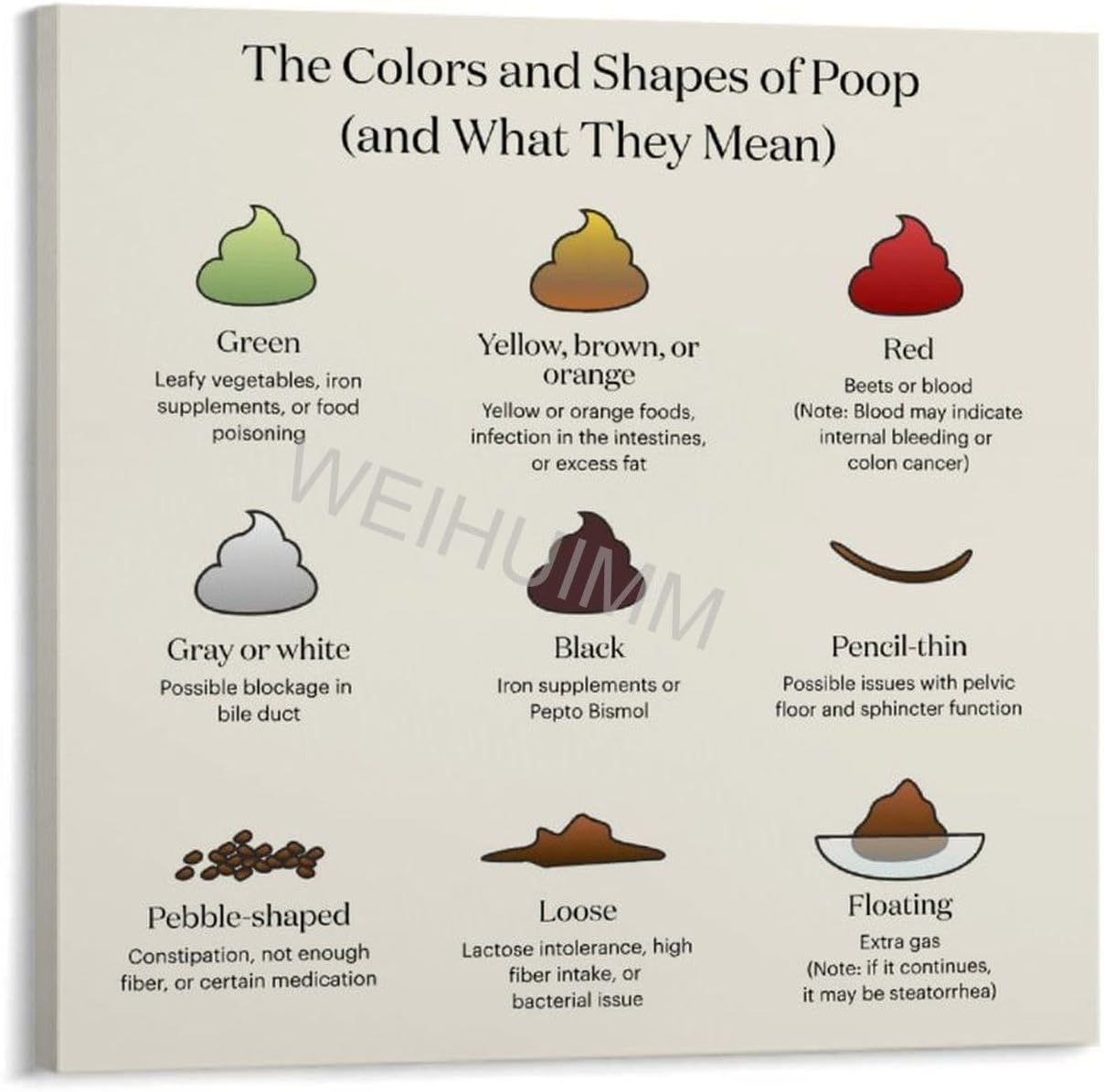 Amazon.com: WENHUIMM Bristol Stool Chart Healthy Poop Poster (9) Wall ...