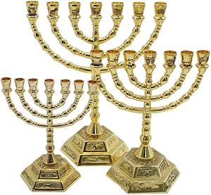 Amazon.com: Christian Menorah Jewish Candle Holders Jerusalem 7 Branch ...