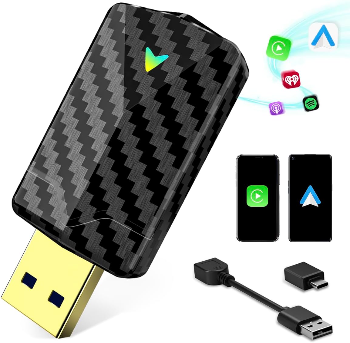 Amazon.com: 2 in 1 Mini Wireless Carplay and Android Auto with Fast ...