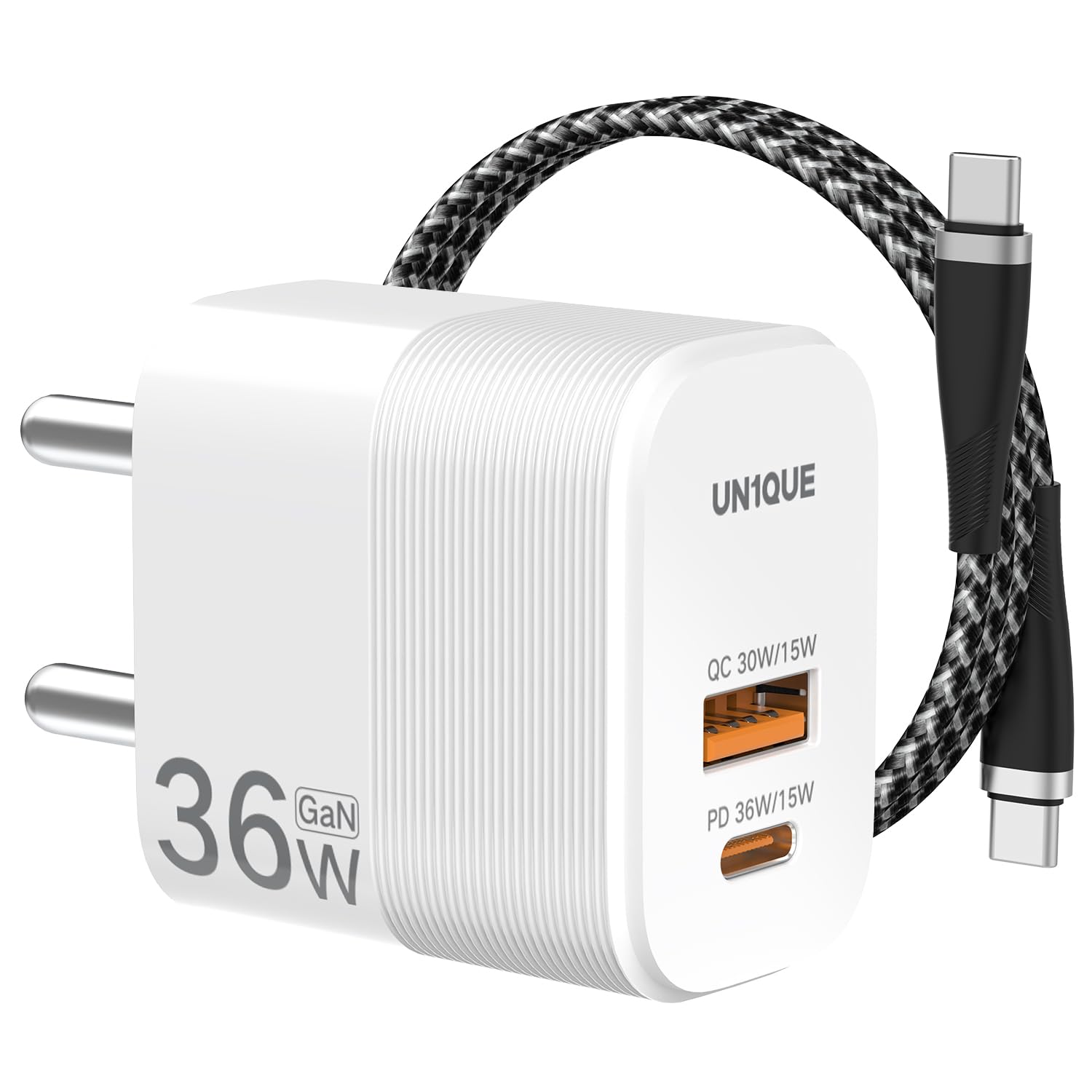 Un1que 36w Dual Port Gan Fast Charger With Cable 30w | Desertcart INDIA