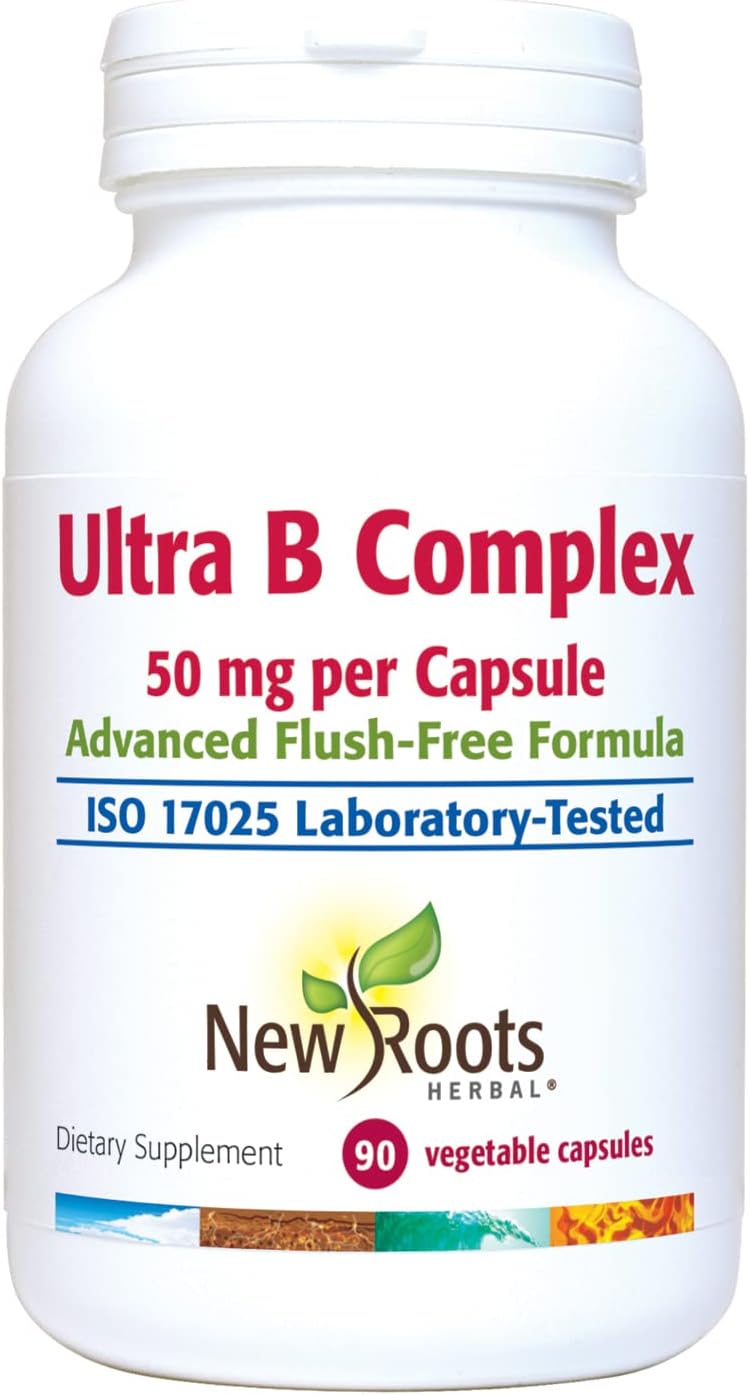 NEW ROOTS HERBAL Complejo Ultra B, 50 mg, fórmula avanzada sin descarga (90 cápsulas vegetales ...