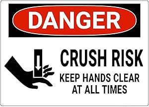 Amazon.com: Danger - Crush Hazard, Keep Hands Clear Safety Metal Sign ...