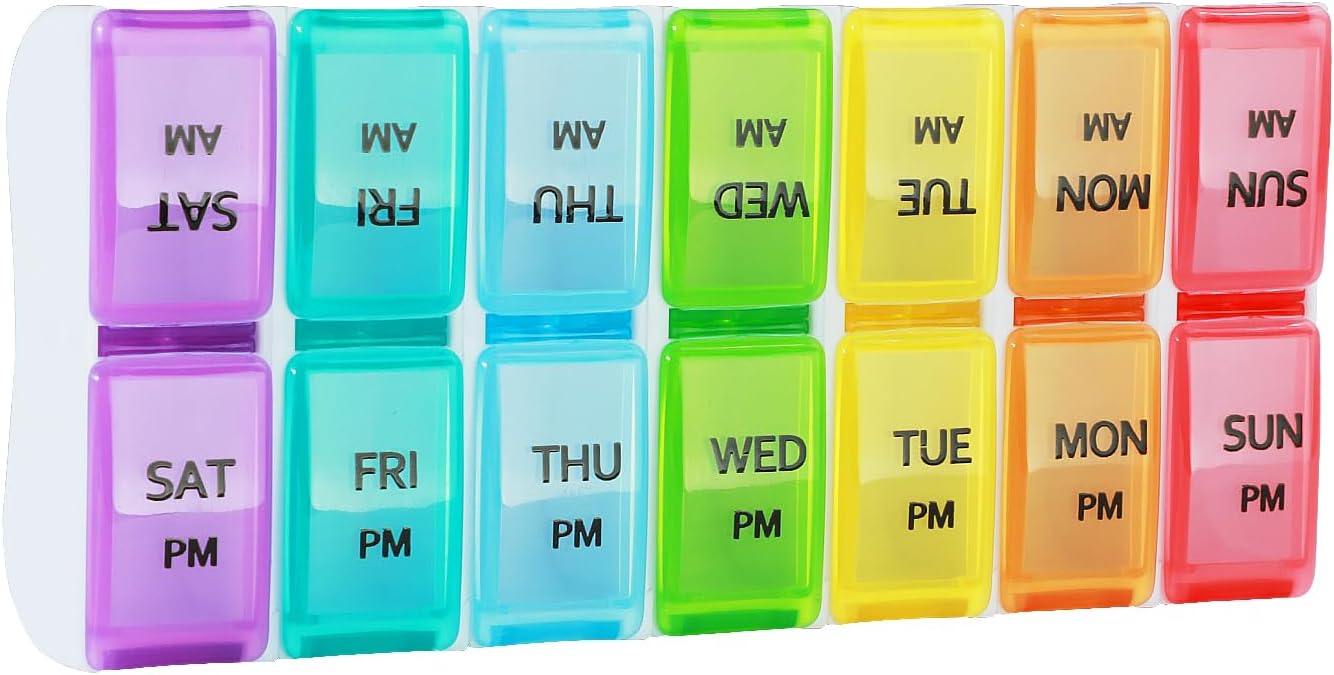 Daily Pill Box Organiser, Weekly Pill Box Organiser 2 Times a Day, AM ...