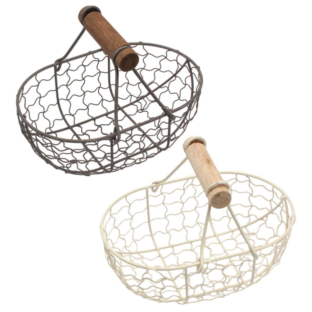 Amazon.com: Kichvoe 2pcs Metal Wire Easter Basket Chicken Egg Basket ...