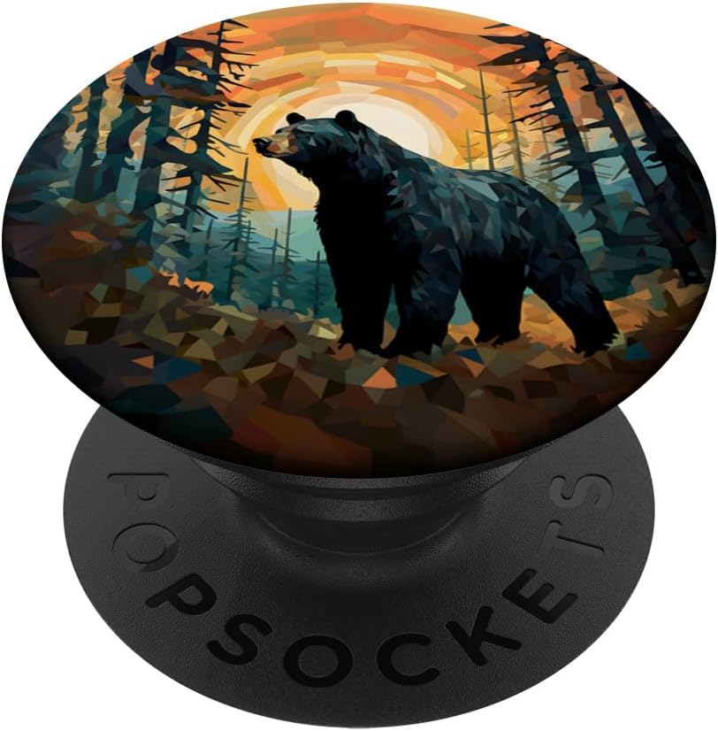 Amazon.com: Black Bear Mosaic Retro Spirit Animal PopSockets Swappable ...