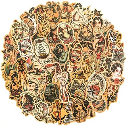 Cobee Vintage Pinup Girl Stickers, 100pcs Multi-coloured Waterproof PVC ...