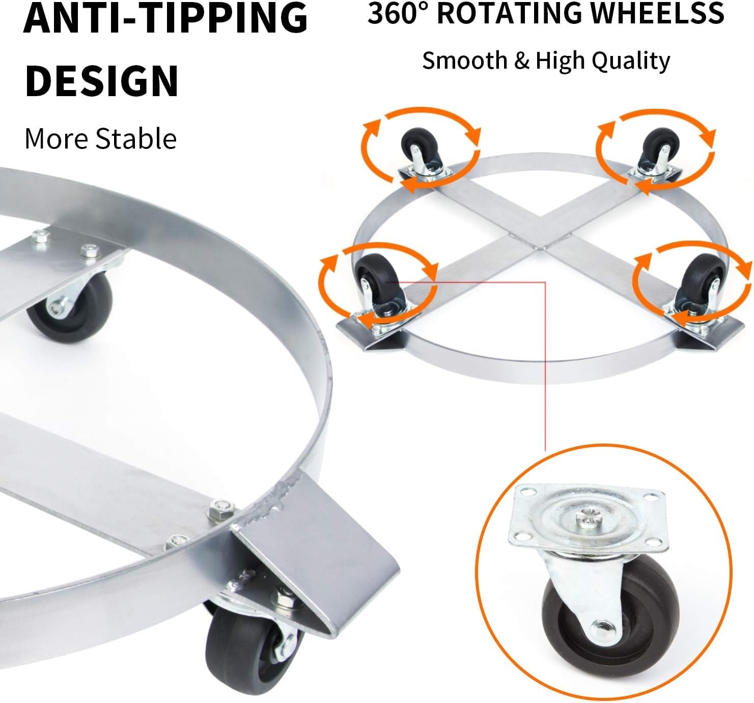 Snapklik.com : Drum Dolly 55 Gallon 2pcs Heavy Duty 1000 Pound Barrel ...