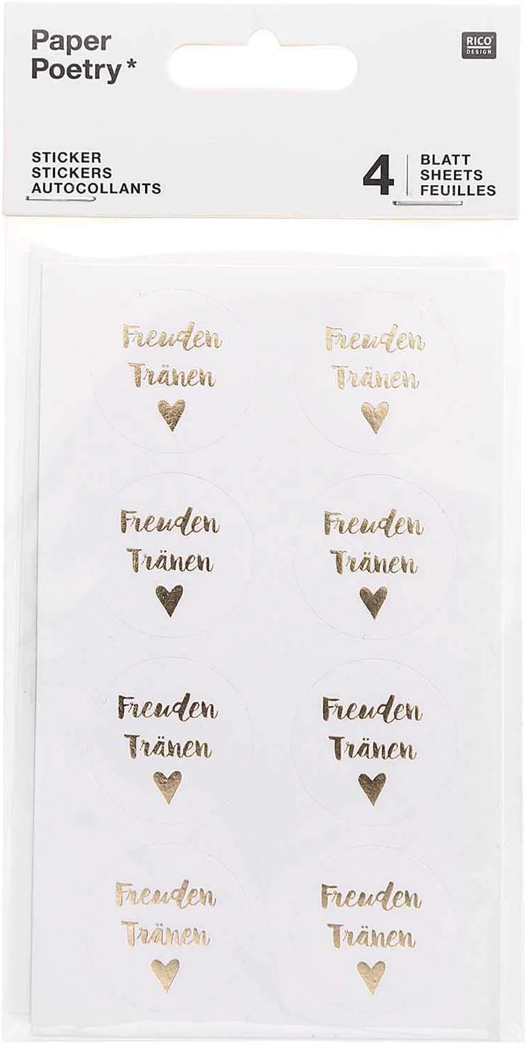 Amazon.com: Rico Design Paper Poetry Stickers Tears of Joy 4 Sheets