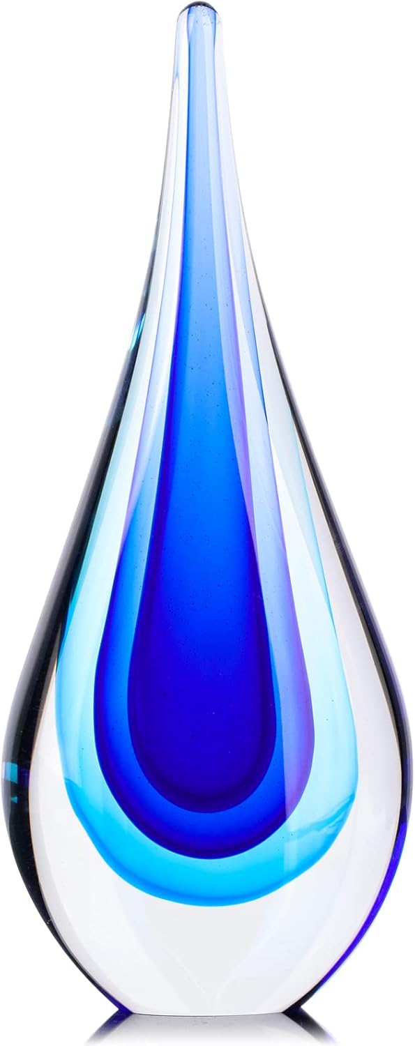 Amazon.com: GAOSHENG Handcrafted Blue Glass Decor,Blue Glass Sculptures ...