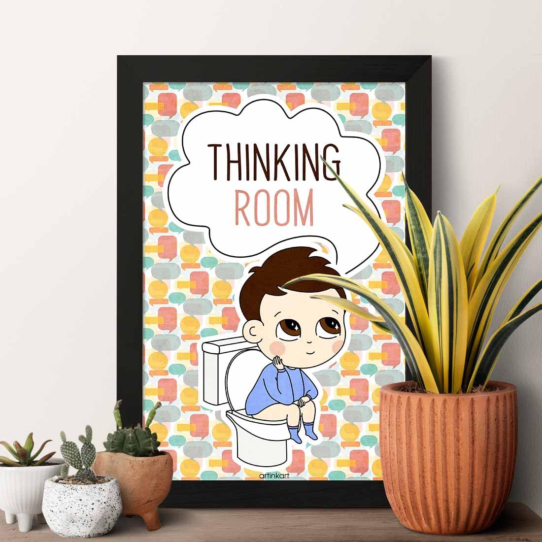 ArtinKart Thinking Room Cute Funny Poster for Bathroom Washroom Toilet ...