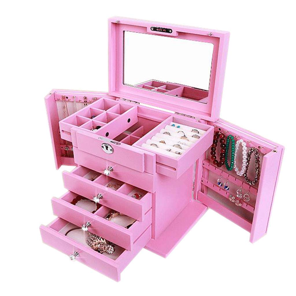 Amazon.com: Jewelry Boxes Jewelry Box Solid Wood with Mirror Lock Retro ...