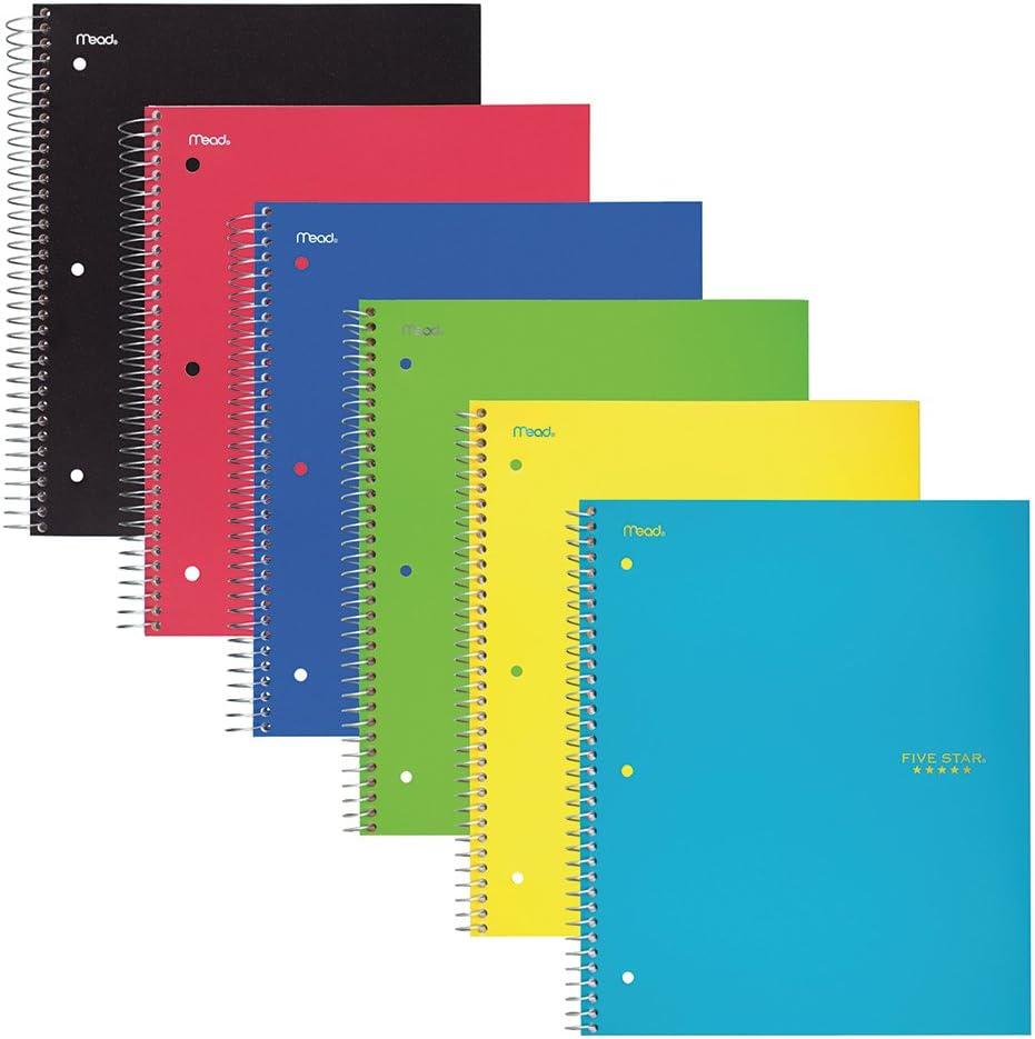 Amazon.com : Five Star Spiral Notebooks, 2 Subject, College Ruled Paper ...