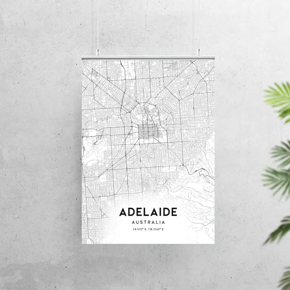 MG Global Adelaide Map Poster, Adelaide Map Line Wall Art, Adelaide ...