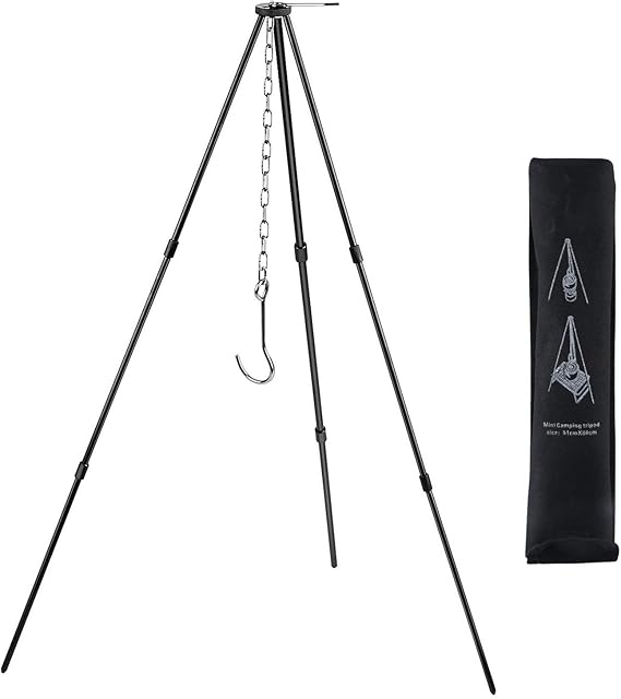 Amazon.com : Camping Tripod Campfire Cooking Dutch Oven Tripod Mini ...