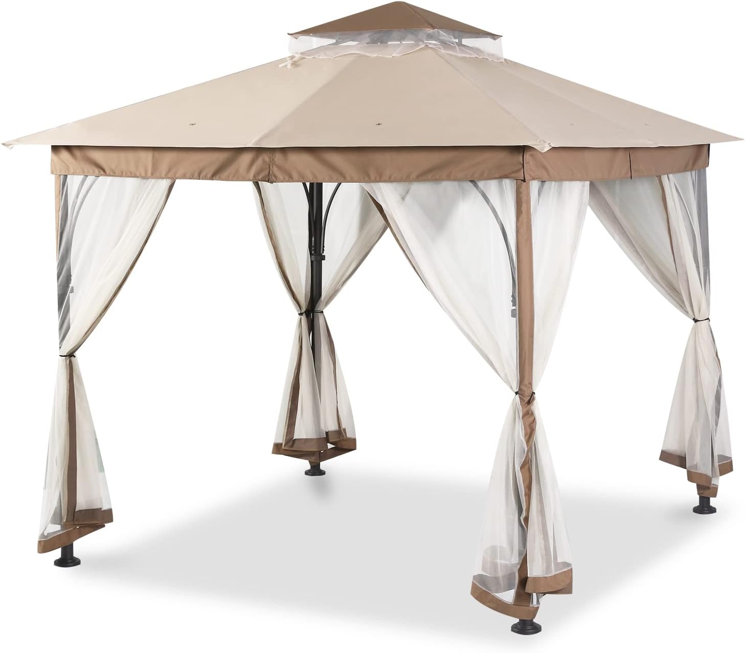 3x3 Heavy Duty Gazebo for Patios, Garden Gazebo Steel Frame with Vented ...